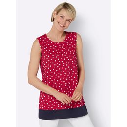 Longtop Classic Basics, Damen, Gr. 52, weiß (rot, weiß, bedruckt), 100% Baumwolle, gemustert, gepunktet, mehrfarbig, Rundhals, Tops