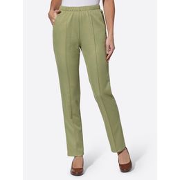 Jerseyhose Classic Basics, Damen, Gr. 195, Extrakurzgr&ouml;&szlig;en, gr&uuml;n (schilf), 100% Polyester, unifarben, lang, Hosen Jerseyhose