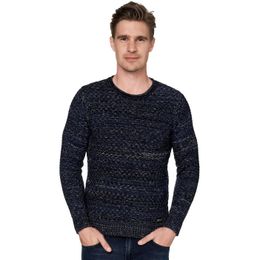 Strickpullover Rusty Neal, Herren, Gr. 3XL, blau (dunkelblau, meliert), 70% Polyacryl, 30% Baumwolle, unifarben, normal, Rundhals, Pullover Strickpullover, im melierten Design