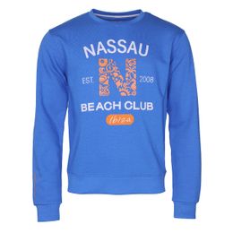 Sweater NASSAU BEACH "NB22010", Herren, Gr. 50M, blau (tiefblau), 60% Baumwolle, 40% Polyester, Rundhals, Sweatshirts Sweater