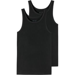 Unterhemd Schiesser "95/5", Herren, Gr. 4 (S), N-Gr, schwarz (000, schwarz), Single Jersey, Obermaterial: 95% Baumwolle, 5% Elasthan, unifarben, k&ouml;rpernah, tiefer Rundhals, Unterhemden Unterhemd, mit seitlichen N&auml;hten