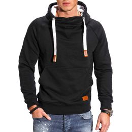 Kapuzensweatshirt behype "JULES", Herren, Gr. L, schwarz, 70% Baumwolle, 30% Polyester, unifarben, normal, Sweatshirts, mit hohem Kragen