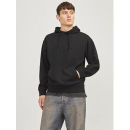 Jack & Jones Kapuzensweatshirt JACK & JONES "JJECHARGE SWEAT HOOD NOOS", Herren, Gr. XS, schwarz, angeraute Sweatware, Obermaterial: 60% Baumwolle, 40% Polyester, unifarben, loose fit taillenbedeckt, ohne Ausschnitt, Bündchen, Sweatshirts, mit Kapuze
