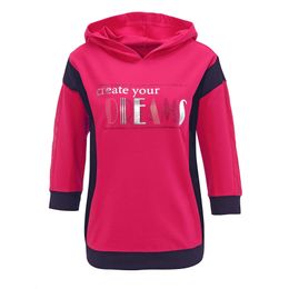 Sweatshirt Classic Basics, Damen, Gr. 44, bunt (pink, marine), 100% Baumwolle, Netzmaterial:100% Polyester, bedruckt, gemustert, mehrfarbig, Sweatshirts