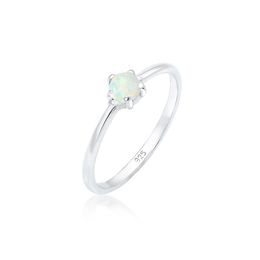 Fingerring Elli "Silberring mit synth. Opal rund 925er Silber" Gr. 56, silber, Fingerringe, Damen, 56mm,mit Steinen, Silber 925 (Sterlingsilber), 1mm, Fingerring