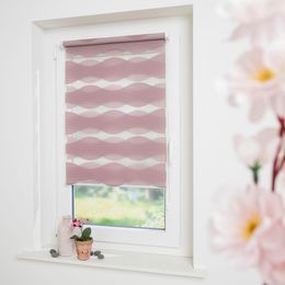 Doppelrollo Garesa "Welle" Gr. 2, rosa (altrosa, wei&szlig;, wei&szlig;), B:110cm H:150cm, Polyester, Rollos, dekorativ, stufenlos verstellbar