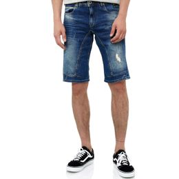 Shorts Rusty Neal "Yameto", Herren, Gr. XXL, EURO-Gr&ouml;&szlig;en, blau (jeansblau), 98% Baumwolle, 2% Elasthan, unifarben, Hosen Shorts, in cooler Used-Optik
