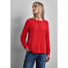 Langarmbluse Street One, Damen, Gr. 46, rot (autumn rot), Stoff, 50% Polyester, 45% Viskose, 5% Elasthan, unifarben, normal normal, Rundhals, B&uuml;ndchen, Blusen, aus softem Materialmix