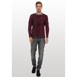 Strickpullover Rusty Neal, Herren, Gr. 3XL, rot (weinrot), 70% Polyacryl, 30% Baumwolle, mehrfarbig, normal, Rundhals, Pullover Strickpullover, mit meliertem Design
