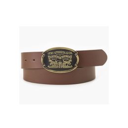 Levi's Lederg&uuml;rtel LEVI'S "Billy Plaque Belt", Damen, Gr. 105, braun (medium braun), Rindsleder, G&uuml;rtel Lederg&uuml;rtel, mit markanter Koppelschlie&szlig;e