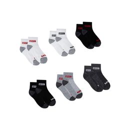 Kurzsocken LEVI'S KIDS "LHN BOX TAB MID CUT 6PK", Baby, Gr. 4 (23,5/26,5), grau (dkgrau htr), Materialmix, Socken, UNISEX