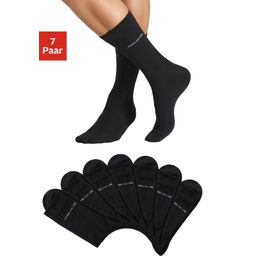 Basicsocken John Devin, Herren, Gr. 39-42, schwarz (7x schwarz), Baumwollmischung, unifarben, elastisch, Socken, für jeden Tag