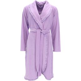 Damenbademantel Vossen "Ariel, ideal für Sauna & Spa, Hotelbademantel, Morgenmantel" Gr. XL, blau (iris), L:108cm, Nicki-Velours, Hausmäntel