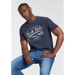 MAN'S WORLD T-Shirt MAN'S WORLD, Herren, Gr. L (52/54), blau (dunkelblau), Single Jersey, Obermaterial: 100% Baumwolle, bedruckt, normal, Rundhals, Shirts, Kurzarm, bedruckt, Rundhalsausschnitt, aus Single Jersey