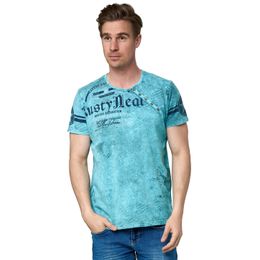 T-Shirt Rusty Neal, Herren, Gr. L, blau (petrol), 100% Baumwolle, bedruckt, normal, Rundhals, Shirts T-Shirt, mit coolem Logo-Print