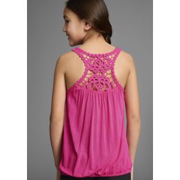 Tanktop Kidsworld "Viskose - Top", M&auml;dchen, Gr. 152/158, pink, Jersey, Obermaterial: 100% Viskose, unifarben, weit h&uuml;ftlang, Rundhals, Tops Tanktop, mit Spitzeneinsatz im R&uuml;cken