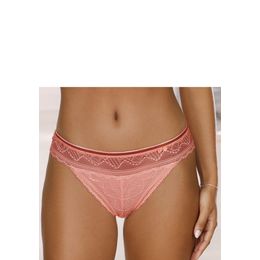 String Lascana "Tiziana", Damen, Gr. 32/34, orange (neon pfirisch), Microtouch, Obermaterial: 84% Polyamid, 16% Elasthan, figurbetont, Unterhosen, mit anteilig recycelter Spitze