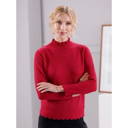 Stehkragenpullover Classic Basics "Pullover", Damen, Gr. 38, rot, 100% Polyacryl, unifarben, Pullover Stehkragenpullover