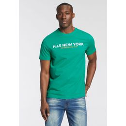 H.I.S. T-Shirt H.I.S, Jungen, Gr. M (48/50), gr&uuml;n, Single Jersey, Obermaterial: 100% Baumwolle, bedruckt, schmal, Rundhals, gerader Abschluss, Shirts T-Shirt, Mit gro&szlig;em Frontprint, Topseller