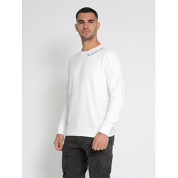 Sweater NASSAU BEACH "NB231043", Herren, Gr. 52L, weiß (sanftes weiß), 100% Baumwolle, Sweatshirts