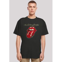 T-Shirt F4NT4STIC "The Rolling Stones Plastered Tongue Washed", Herren, Gr. 4XL, schwarz, Obermaterial: 100% Baumwolle, oversize, Rundhals, ohne Bündchen, Shirts, Premium Qualität