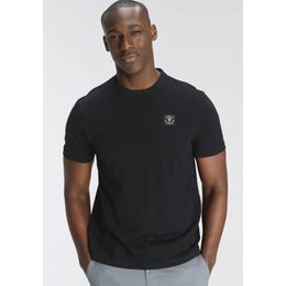 Rundhalsshirt DELMAO, Herren, Gr. L (52/54), schwarz, Single Jersey, Obermaterial: 100% Baumwolle, unifarben, Basic, regular fit, Rundhals, Shirts, Kurzarm, Regular Fit, basic, aus 100% Baumwolle