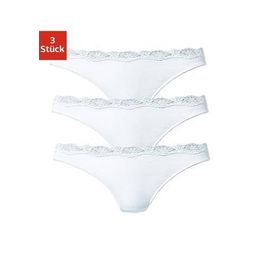 String Lascana, Damen, Gr. 32/34, weiß, Obermaterial: 95% Baumwolle, 5% Elasthan. Spitze: 87% Polyamid, 13% Elasthan, unifarben, körpernah, Unterhosen, aus elastischer Baumwolle mit zarter Spitze