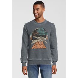 Sweatshirt Recovered "Star Wars Empire Strikes Back Retro X-Wing", Herren, Gr. M, grau, 60% Polyester, 40% Baumwolle, bedruckt, normal, Rundhals, Sweatshirts Sweatshirt, im zeitlosen Design