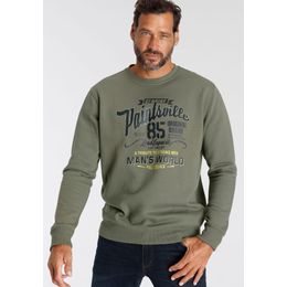 MAN'S WORLD Sweatshirt MAN'S WORLD, Herren, Gr. XXL (60/62), gr&uuml;n (oliv), Obermaterial: 60% Baumwolle, 40% Polyester, bedruckt, normal, Rundhals, Rippstrickb&uuml;ndchen, Sweatshirts Sweatshirt, Langarm, l&auml;ssiger Print, Rundhals, aus Baumwollmischung