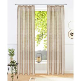 Gardine Bruno Banani "Linus" Gr. 1, grau (taupe), B:130cm H:145cm, Polyester, Gardinen, 1 Schal, eingewebte Querstreifen, verschiedene Größen