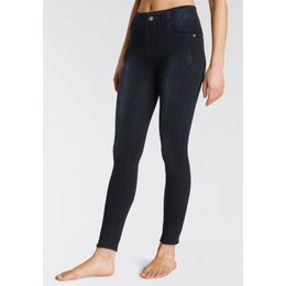 Jeansleggings Buffalo, Damen, Gr. 32, N-Gr, blau (dunkelblau), Web, Obermaterial: 60% Viskose, 35% Polyester, 5% Elasthan, leichte Abriebeffekte, unifarben, figurbetont lang, Jeans