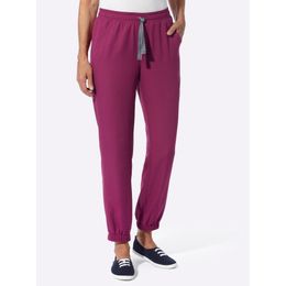 Schlupfhose Classic Basics, Damen, Gr. 48, Normalgrößen, lila (malve), 100% Polyester, unifarben, lang, Hosen Schlupfhose