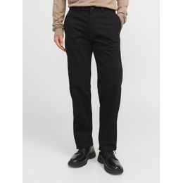 Jack & Jones Chinohose JACK & JONES "JPSTKANE BARRET CHINO NOOS", Herren, Gr. 28, L&auml;nge 32, schwarz, Web, Obermaterial: 98% Baumwolle, 2% Elasthan, unifarben, relaxed fit kn&ouml;chellang, Hosen Chinohose