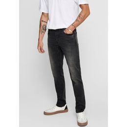 Only & Sons Slim-fit-Jeans ONLY & SONS "ONSLOOM SLIM LBD 8263 AZG DNM NOOS", Herren, Gr. 29, Länge 32, grau, Denim/Jeans, Obermaterial: 99% Baumwolle, 1% Elasthan, Abriebeffekte, schmal knöchellang, Jeans