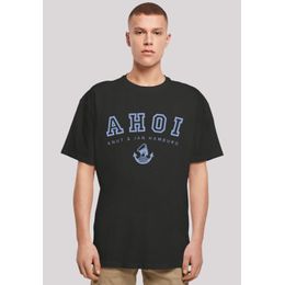 T-Shirt F4NT4STIC "Oversized T-Shirt Ahoi Knut & Jan Hamburg", Herren, Gr. M, schwarz, Obermaterial: 100% Baumwolle, oversize, Rundhals, ohne Bündchen, Shirts, Print