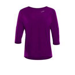 Longsleeve WINSHAPE "DT111LS", Damen, Gr. L, lila (schwarz plum), 85% Polyester, 15% Elasthan, U-Boot-Ausschnitt, Shirts Yogawear Yogashirt, Functional Light and Soft