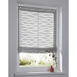 Raffrollo Kutti "Enya" Gr. 1, grau, B:45cm H:140cm, Ausbrenner, Obermaterial: 65% Baumwolle, 35% Polyester, Raffrollos, Montage ohne Bohren, incl. Fensterhaken