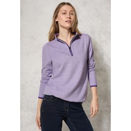 Langarmshirt Cecil, Damen, Gr. XL (44), lila (gentle lila melange), Stoff, 59% Viskose, 37% Polyester, 4% Elasthan, unifarben, normal normal, hoch geschlossener Ausschnitt, Bündchen, Shirts Langarmshirt, aus softer Viskose