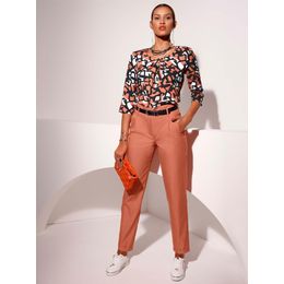 CR&Eacute;ATION L Schlupfbluse CREATION L, Damen, Gr. 44, orange (papaya, schwarz, bedruckt), 100% Viskose, gemustert, Rundhals, Blusen Schlupfbluse
