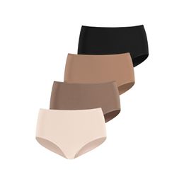 Taillenslip Lascana, Damen, Gr. 52/54, bunt (champagner, nougat, beige, schwarz), Obermaterial: 95% Baumwolle, 5% Elasthan, unifarben, körpernah, Unterhosen, aus elastischer Baumwolle