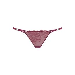 String Lascana, Damen, Gr. 44/46, lila (aubergine), Spitze, Obermaterial: 90% Polyamid, 10% Elasthan, eng, Unterhosen String, mit dekorativen Strass-Schnallen