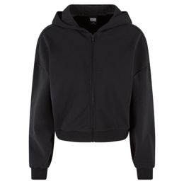 Sweatjacke Urban Classics "Urban Classics Damen Ladies Cozy Short Zip Hoody", Damen, Gr. 4XL, schwarz, 95% Baumwolle, 5% Elasthan, unifarben, Sweatjacken