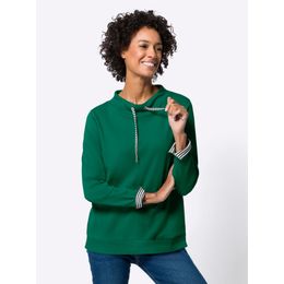 Sweatshirt Classic Basics, Damen, Gr. 44, gr&uuml;n, 100% Baumwolle, gemustert, gestreift, unifarben, Sweatshirts Sweatshirt