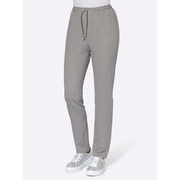 Schlupfhose Classic Basics, Damen, Gr. 19, Kurzgr&ouml;&szlig;en, grau (steingrau, gemustert), 78% Polyester, 14% Viskose, 8% Elasthan, gemustert, Hosen Schlupfhose
