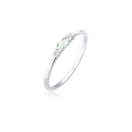 Fingerring Elli "Opal Marquise und Zirkonia 925 Sterling Silber" Gr. 52, silber, Fingerringe, Damen, 52mm,mit Steinen, Silber 925 (Sterlingsilber), 1mm