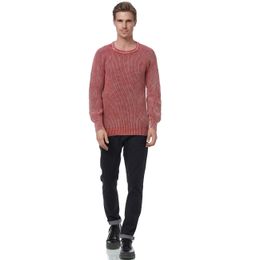 Strickpullover Rusty Neal, Herren, Gr. L, rot, 50% Polyacryl, 50% Baumwolle, unifarben, normal, Rundhals, Pullover Strickpullover, im dezenten Batik-Design