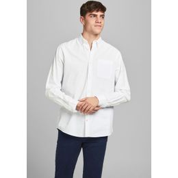 Jack & Jones Langarmhemd JACK & JONES "OXFORD SHIRT", Herren, Gr. S, N-Gr, wei&szlig;, Web, Obermaterial: 100% Baumwolle, schmal, Hemden