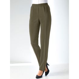 B&uuml;gelfaltenhose Classic Basics, Damen, Gr. 40, Normalgr&ouml;&szlig;en, gr&uuml;n (khaki), 100% Polyester, unifarben, lang, Hosen