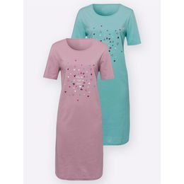 Nachthemd "Nachthemd", Damen, Gr. 52/54, Normalgr&ouml;&szlig;en, lila (mint, mauve), 100% Baumwolle, bedruckt, unifarben, Kleider Nachthemd