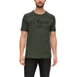 T-Shirt s.Oliver, Damen, Gr. XL, gr&uuml;n (olive), Single Jersey, Obermaterial: 100% Baumwolle, bedruckt, regular fit h&uuml;ftlang, Rundhals, abgesteppte Kante, Shirts T-Shirt, aus atmungsaktiver Baumwolle